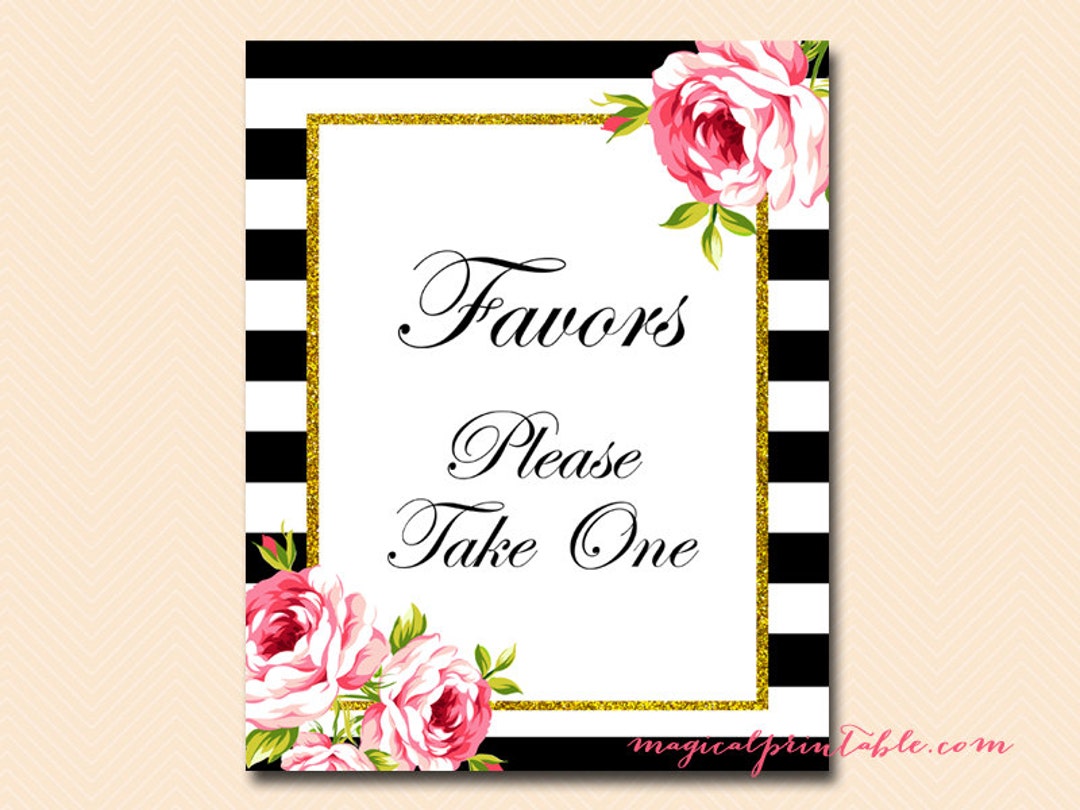 Favors Sign, Thank You Sign, Please Take One Sign, Signage, Black and ...