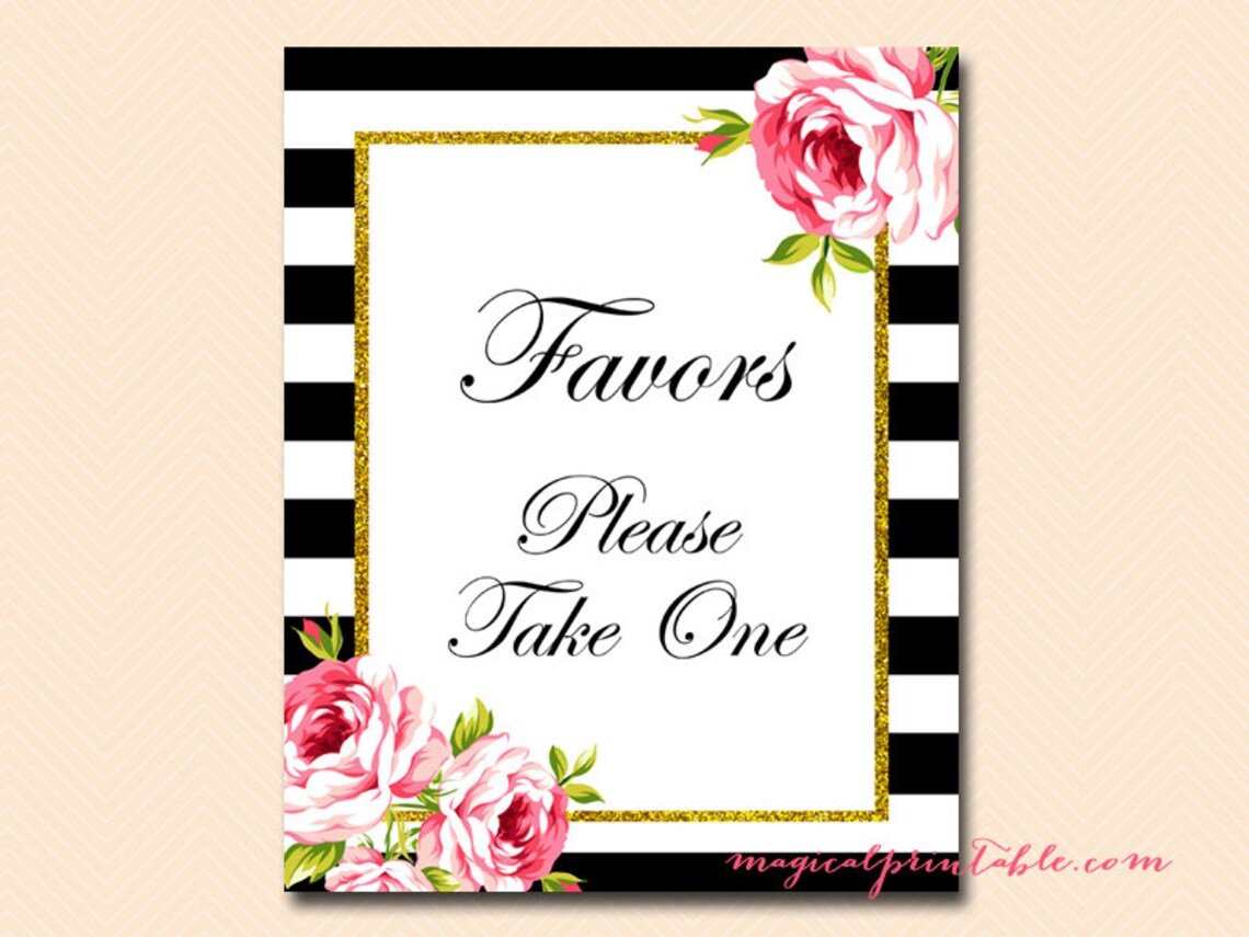 Favors Sign, Thank You Sign, Please Take One Sign, Signage, Black and ...