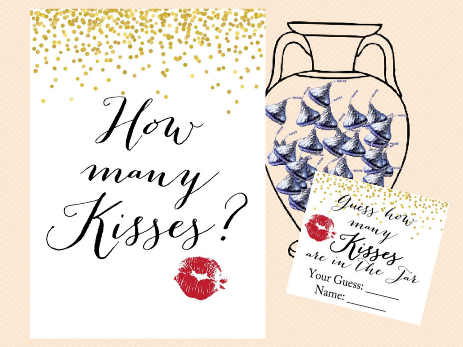 How Many Kisses Sign Guess How Many Kisses There Are In A Etsy