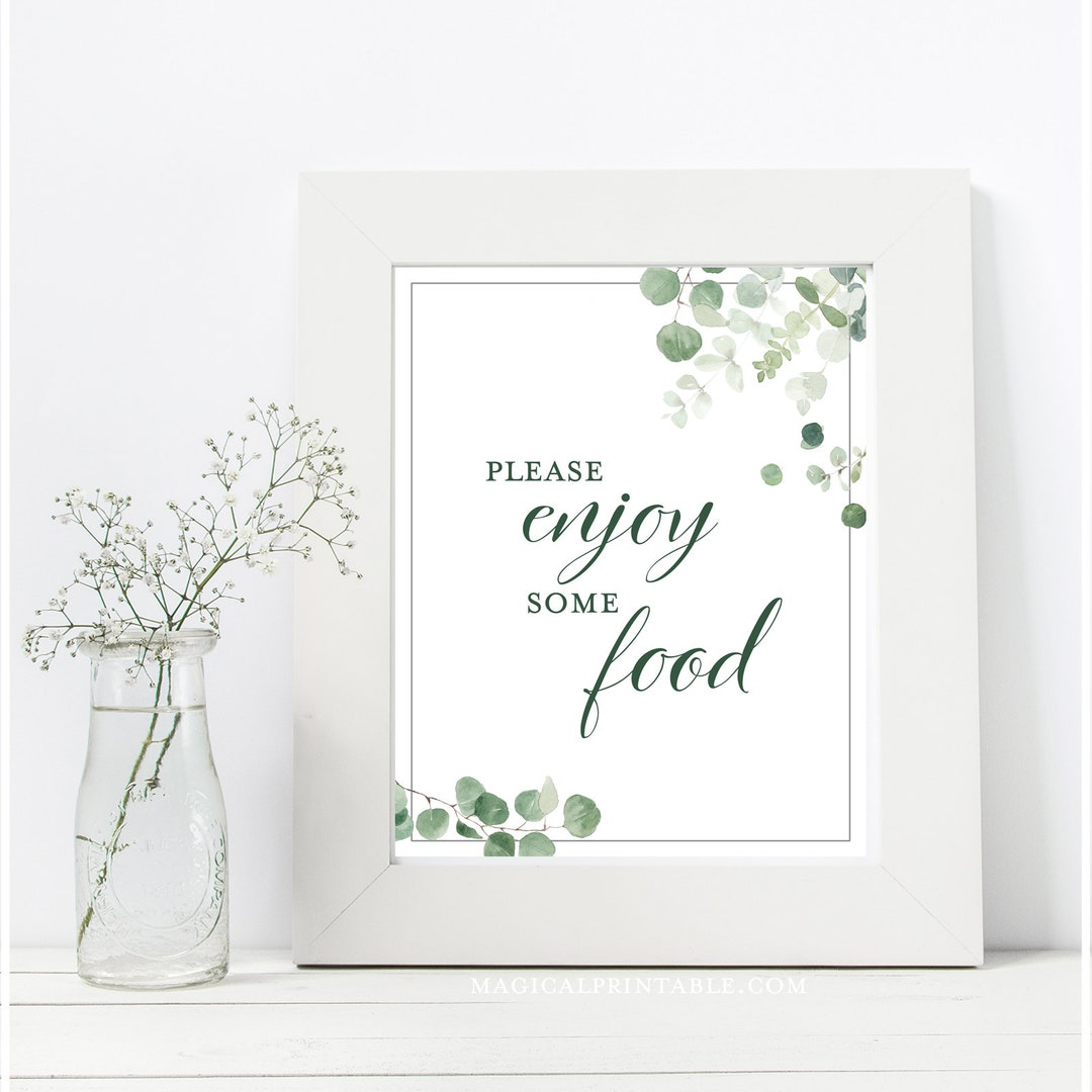 Enjoy Some Food, Food Table Sign, Greenery Bridal Shower Decoration ...