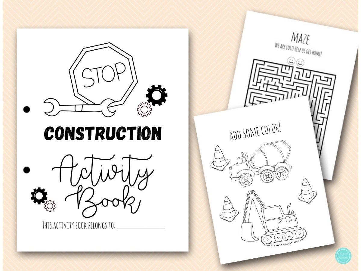 Construction Coloring and Activities Book Pages, Instant Download File ...