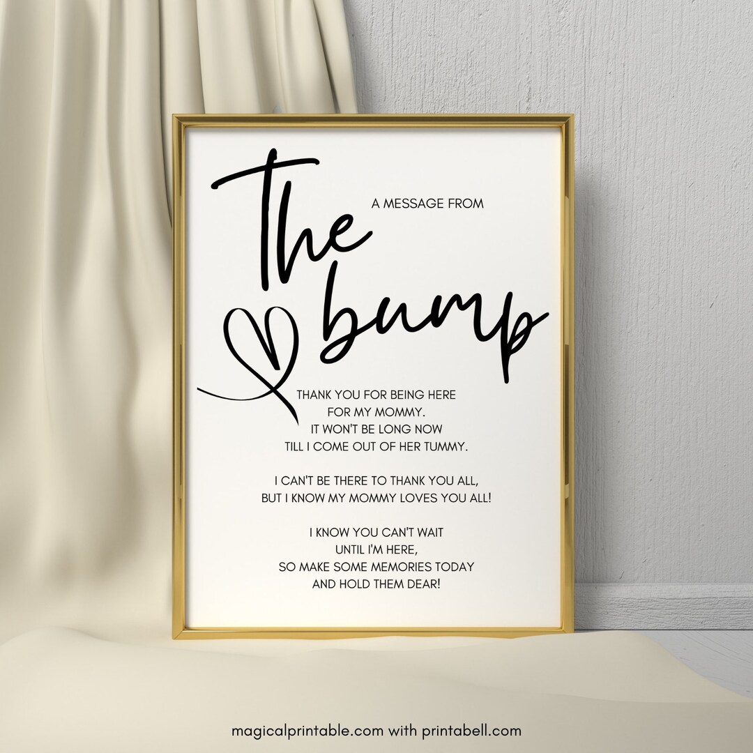 Message From the Bump Sign, Minimalist Baby Shower Template, Baby ...