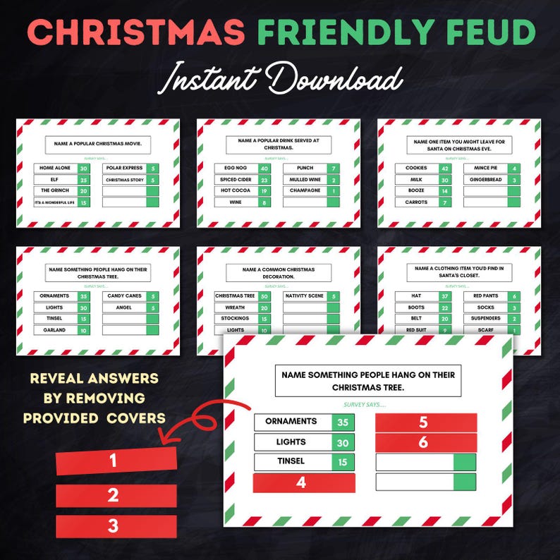 Christmas Friendly Feud Game, Printable Christmas Game, Christmas ...