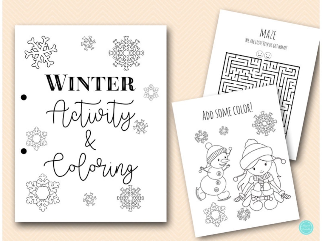 Winter Kids Coloring and Activities Book Pages, Instant Download, Kids ...