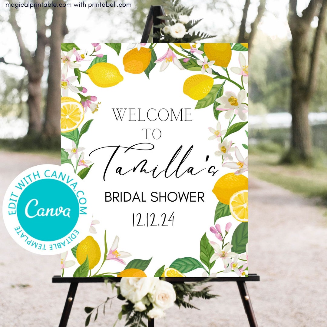 Editable Lemon Welcome Sign, Lemon Wedding, Lemon Birthday Signs ...