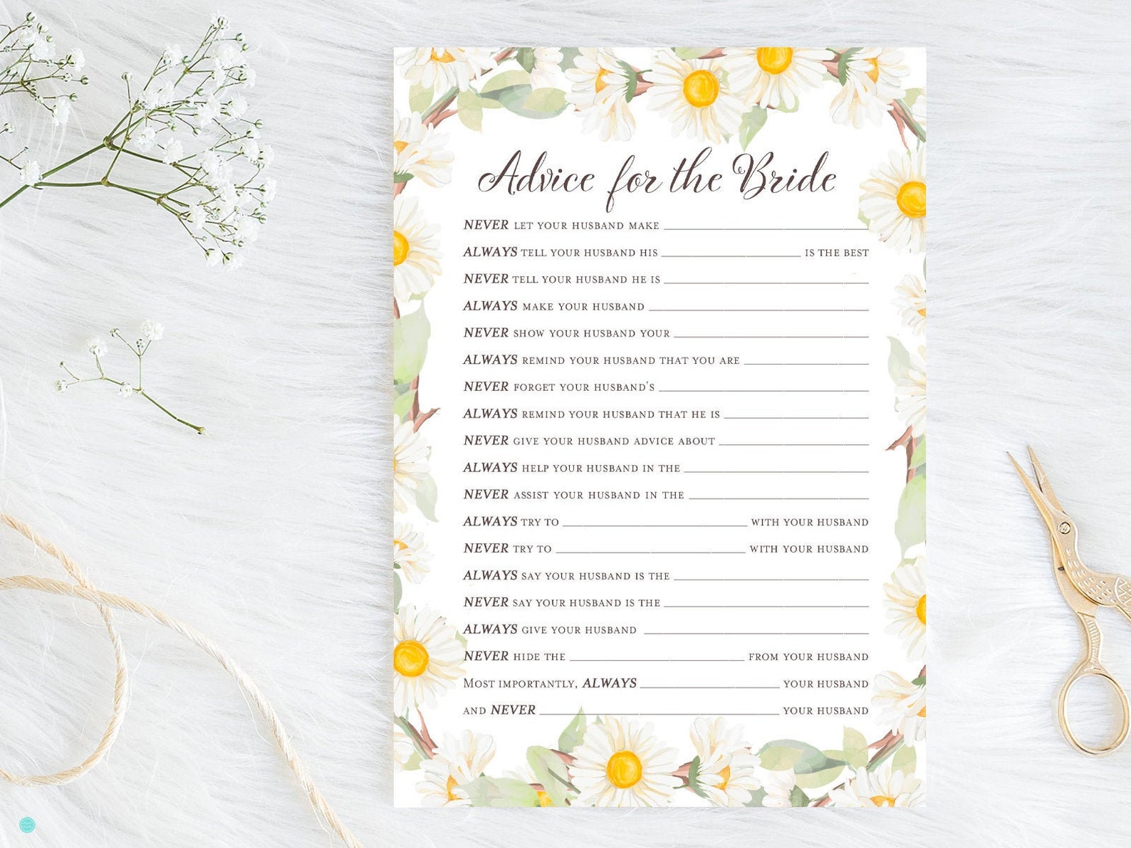 Advice for the Bride Card, Husband Advice, Never and Always Advice ...