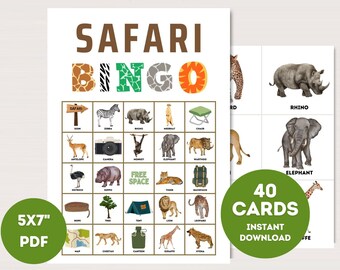 Safari Bingo Cards, Printable Safari Bingo, Download Safari Bingo ...