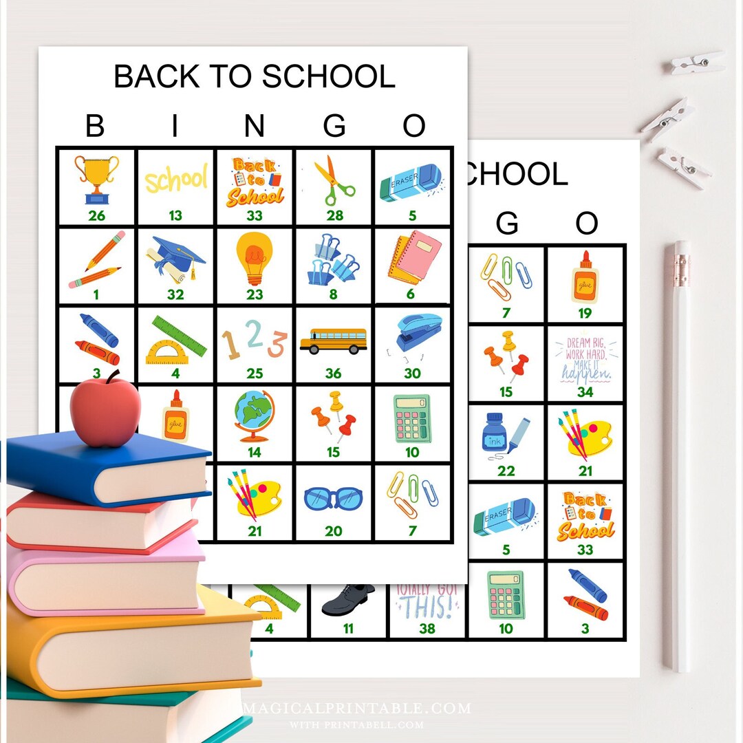 100x Back to School Bingo Cards, Printable School Bingo, Back to School ...