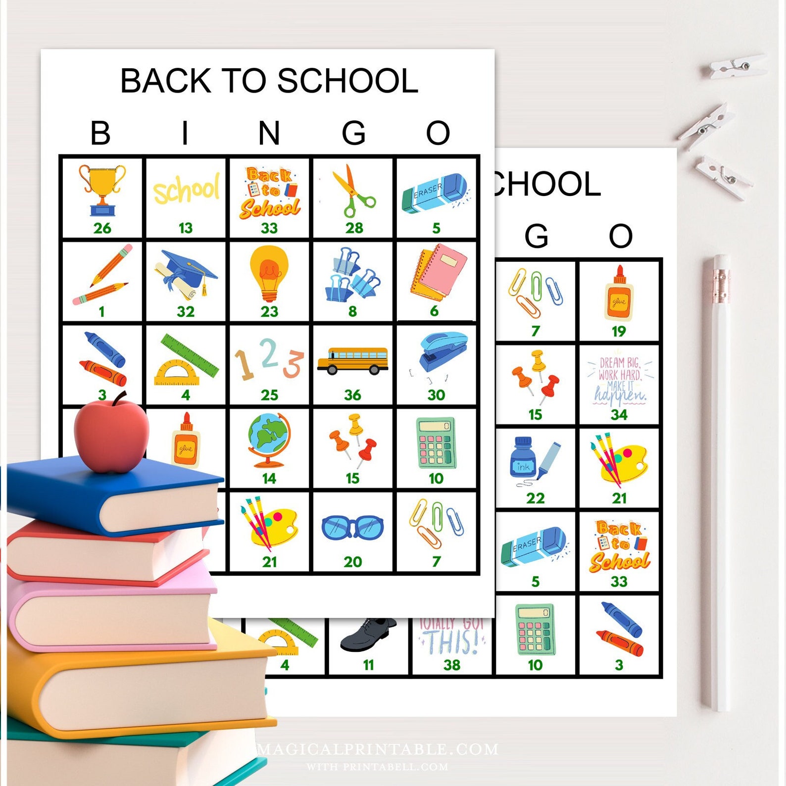 100x Back to School Bingo Cards Printable School Bingo Back - Etsy