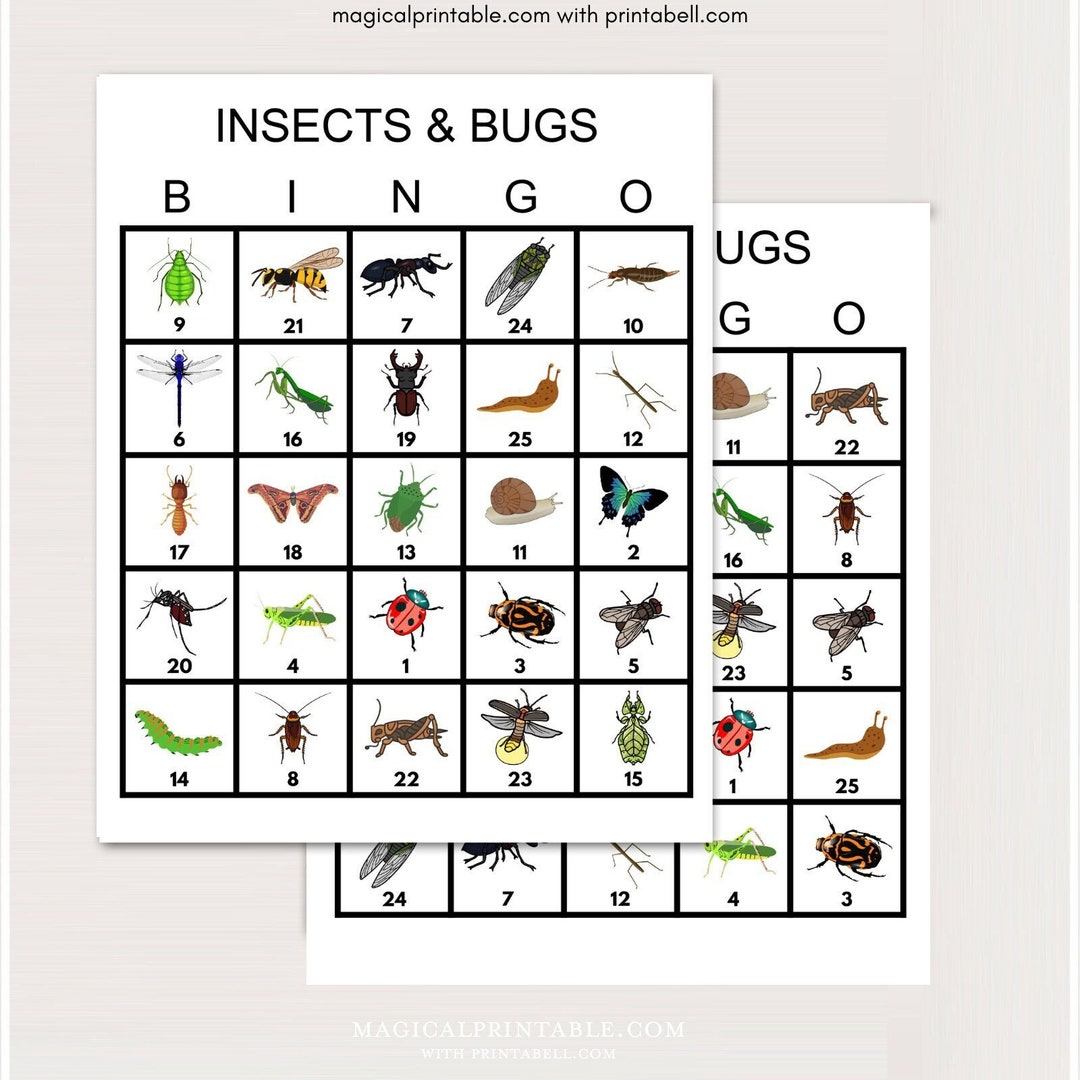 100x Insect and Bugs Bingo Cards Printable Birthday Party - Etsy