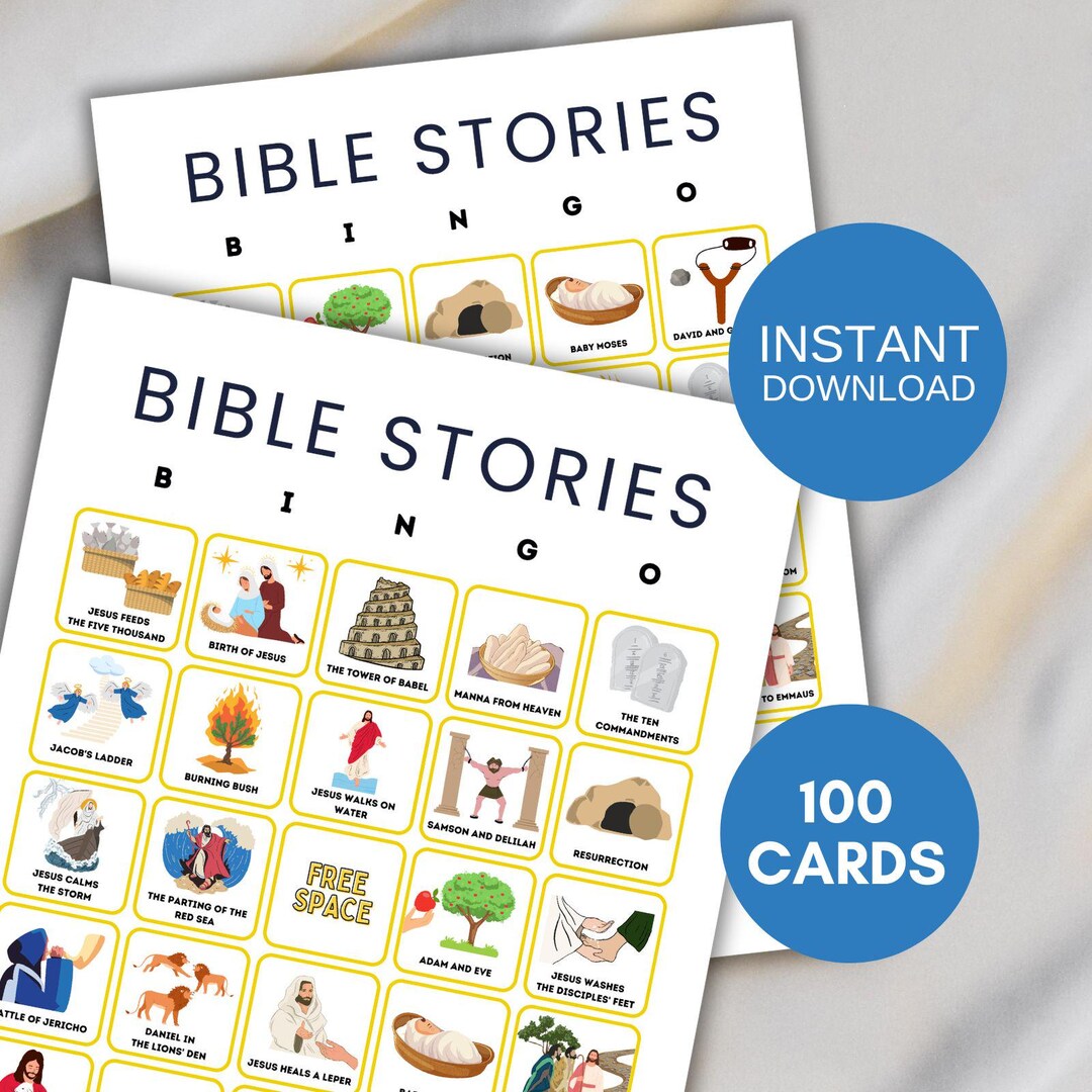 Bible Bingo, Bible Stories Bingo, Printable Bible Bingo, Bible Game for ...