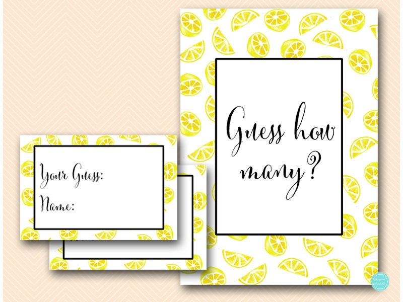 Lemon Summer Bridal Shower Game Printable Lemonade Citrus | Etsy