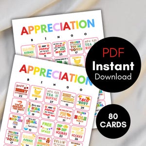 Appreciation Bingo Cards, PDF File, Appreciation Week Bingo ...