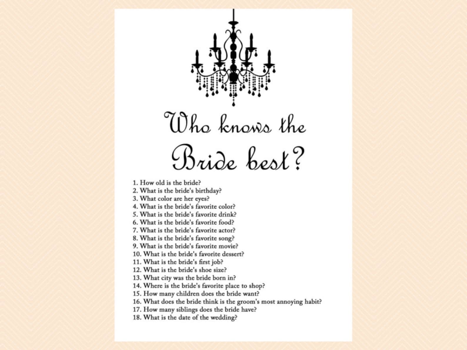 Who Knows the Bride Best, Who Knows the Groom Best, How Well Do You ...