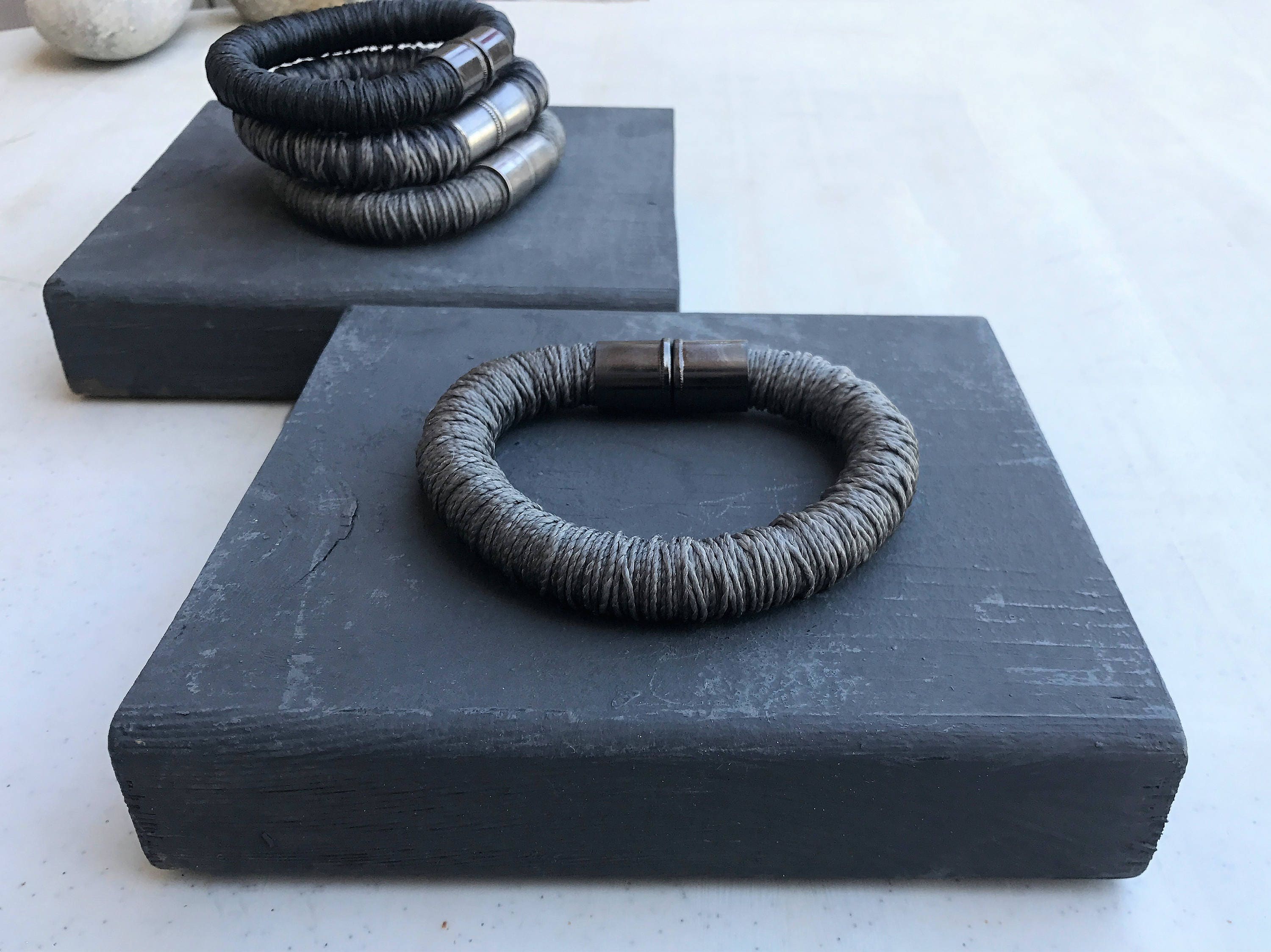 Black Bracelet Unique Jewelry Grey Bracelet Mixed Bracelets - Etsy