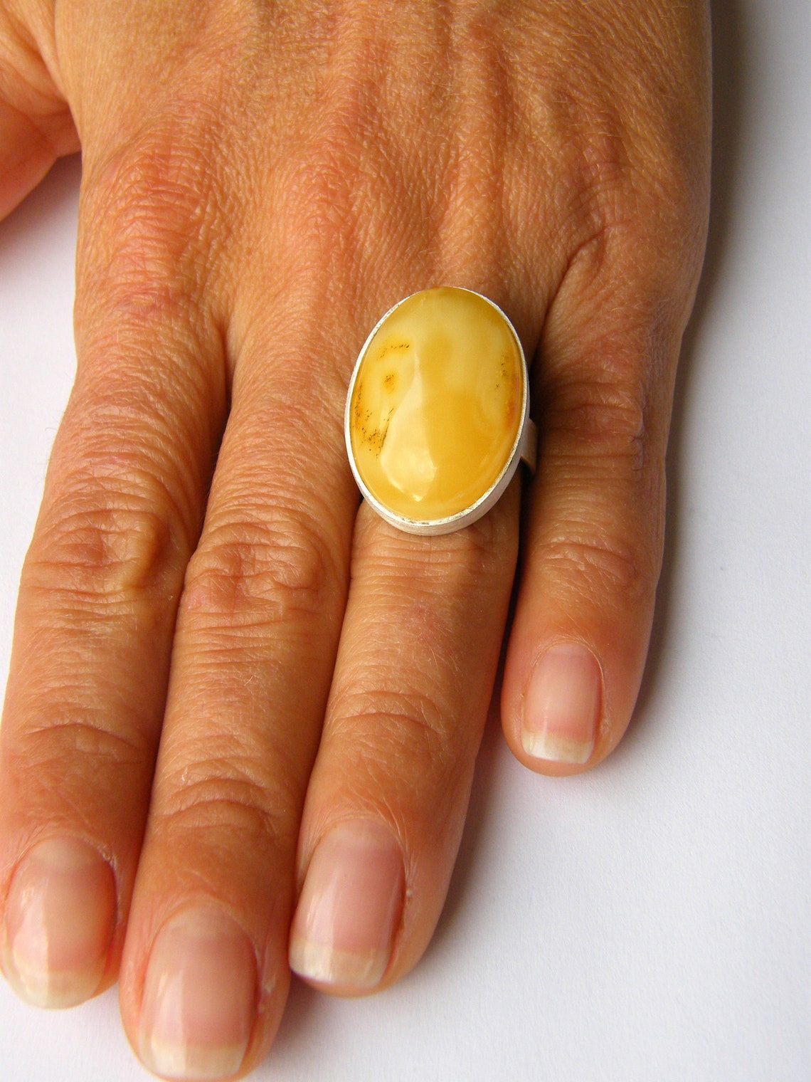 Amber Ring genuine Amber milky YELLOW woman ring gift for | Etsy