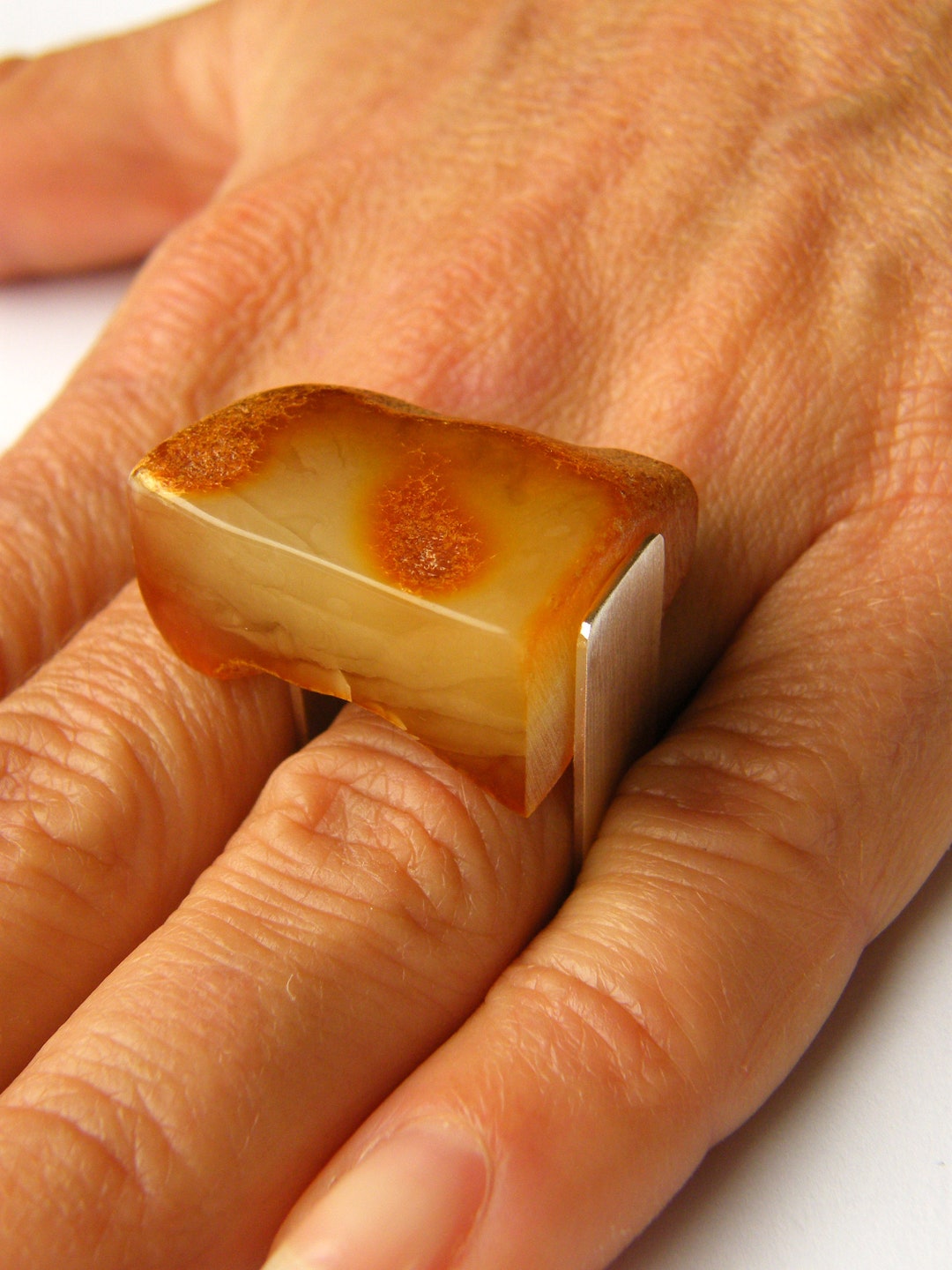 Amber Ring YELLOW, Amber Jewelry Sterling Silver Rail, Genuine Amber ...