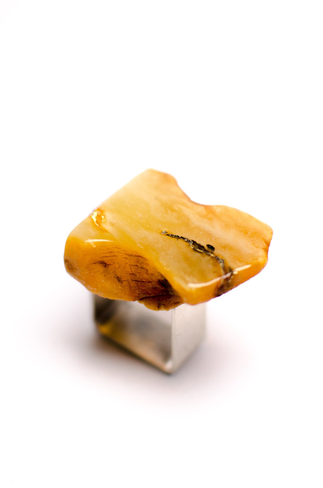 Amber Ring, Genuine Amber, YELLOW, Sterling Silver 925, Modern ...