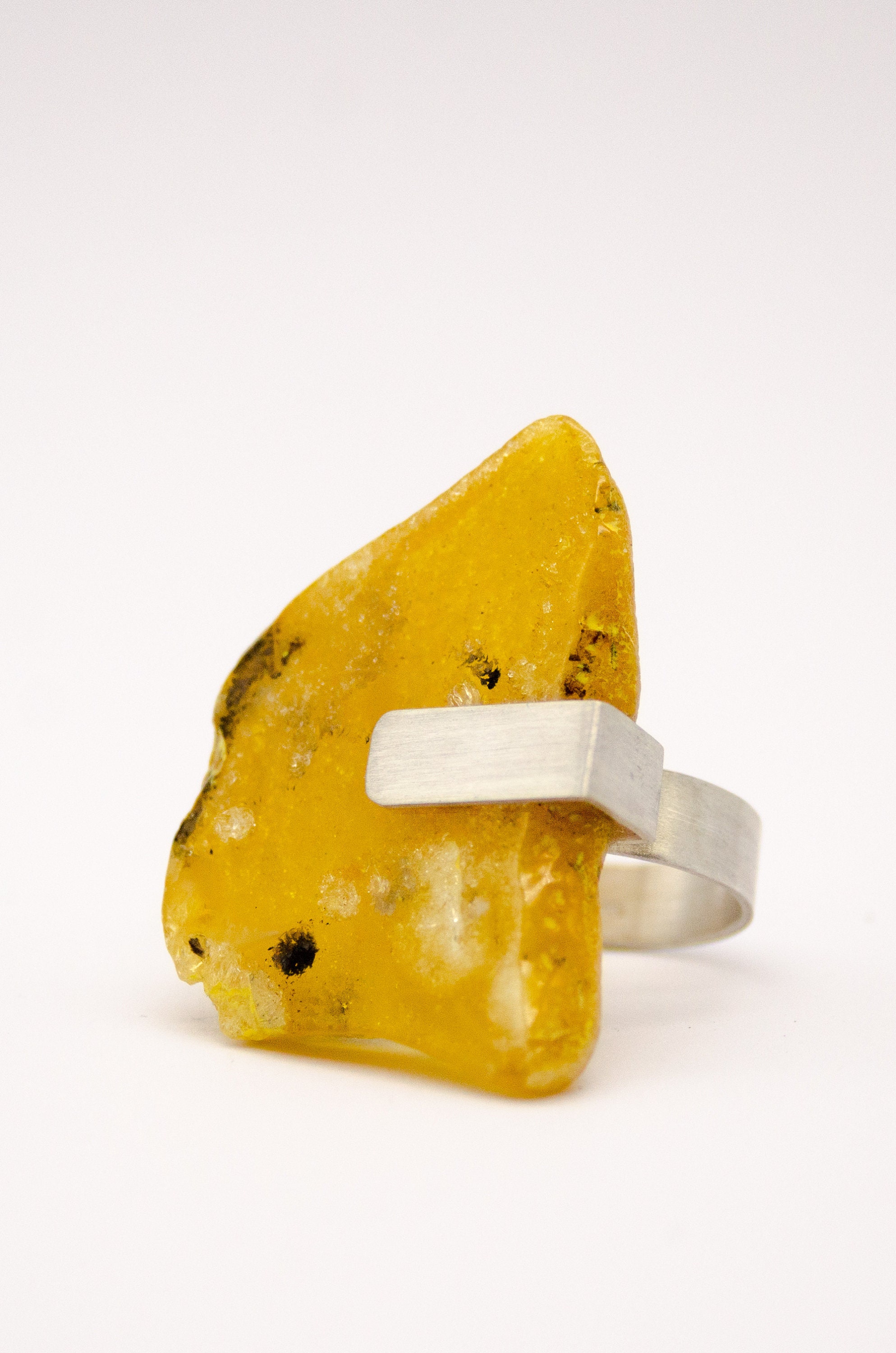 Amber Ring, Yellow, Orange, White, Matte Sterling Silver Rail, Genuine ...