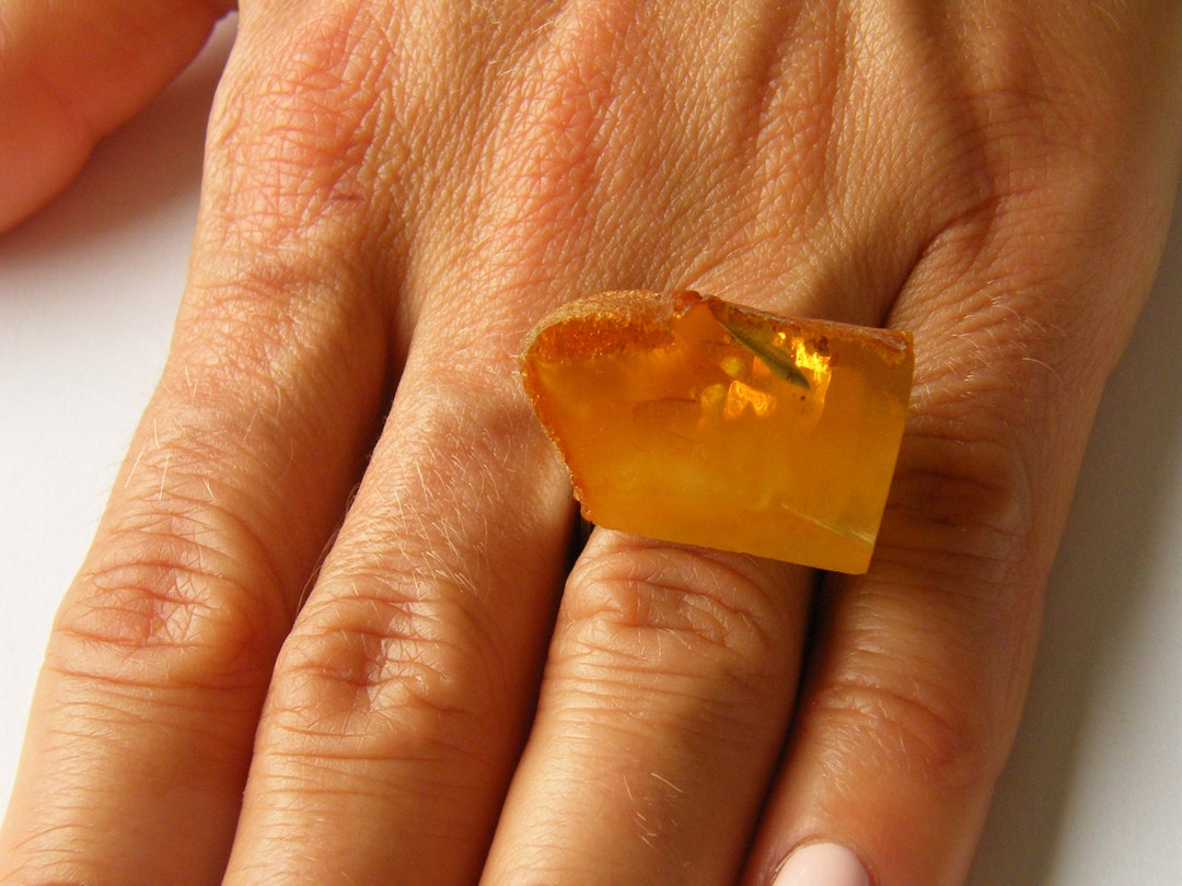Amber Ring, Baltic Amber, Brown, Transparent, Sterling Silver Ring ...