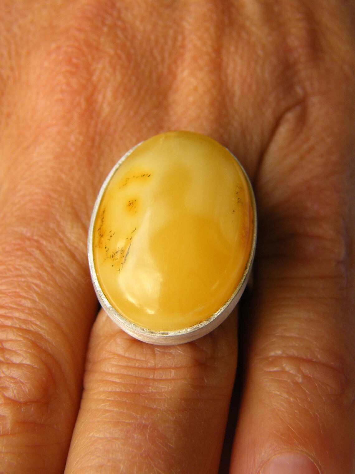 Amber Ring genuine Amber milky YELLOW woman ring gift for | Etsy