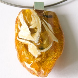 Amber Pendant Matte Silver 925 Yellow Genuine Amberstone - Etsy