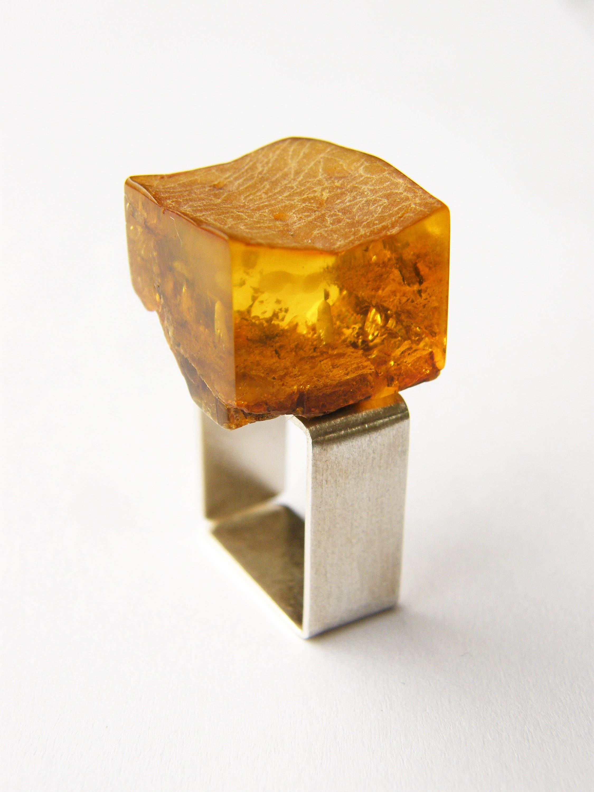 HUGE Amber Ring YELLO BROWN Matte Sterling Silver 925 - Etsy