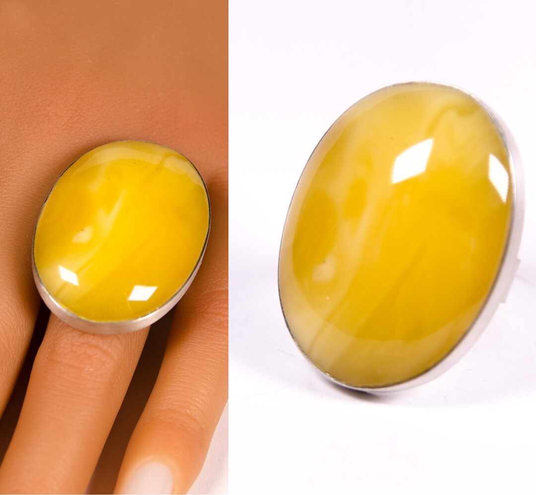 Amber Ring, Massiv Silver 925, Amberstone, Genuine Amber, Handmade ...