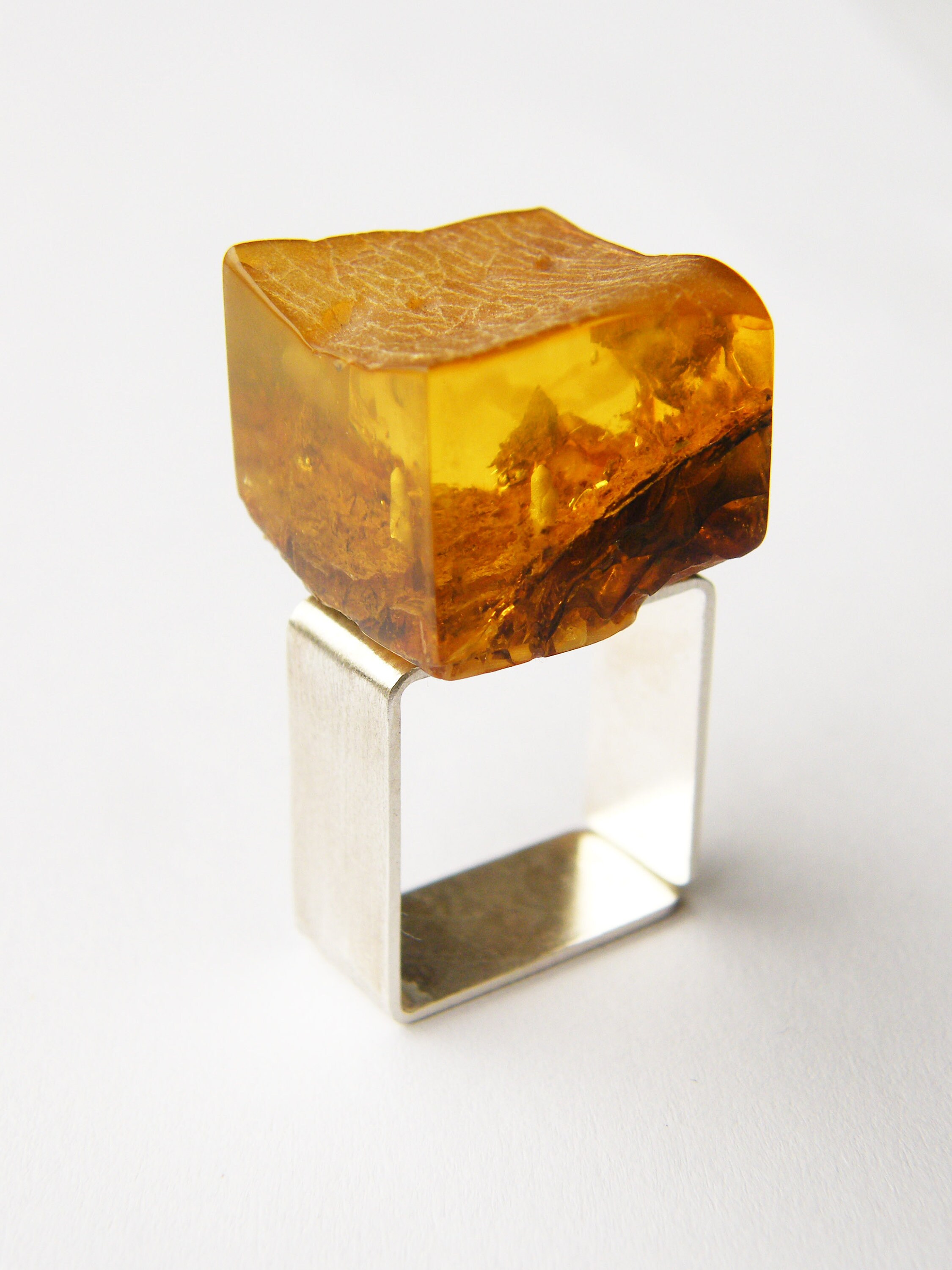 HUGE Amber Ring YELLO BROWN Matte Sterling Silver 925 - Etsy