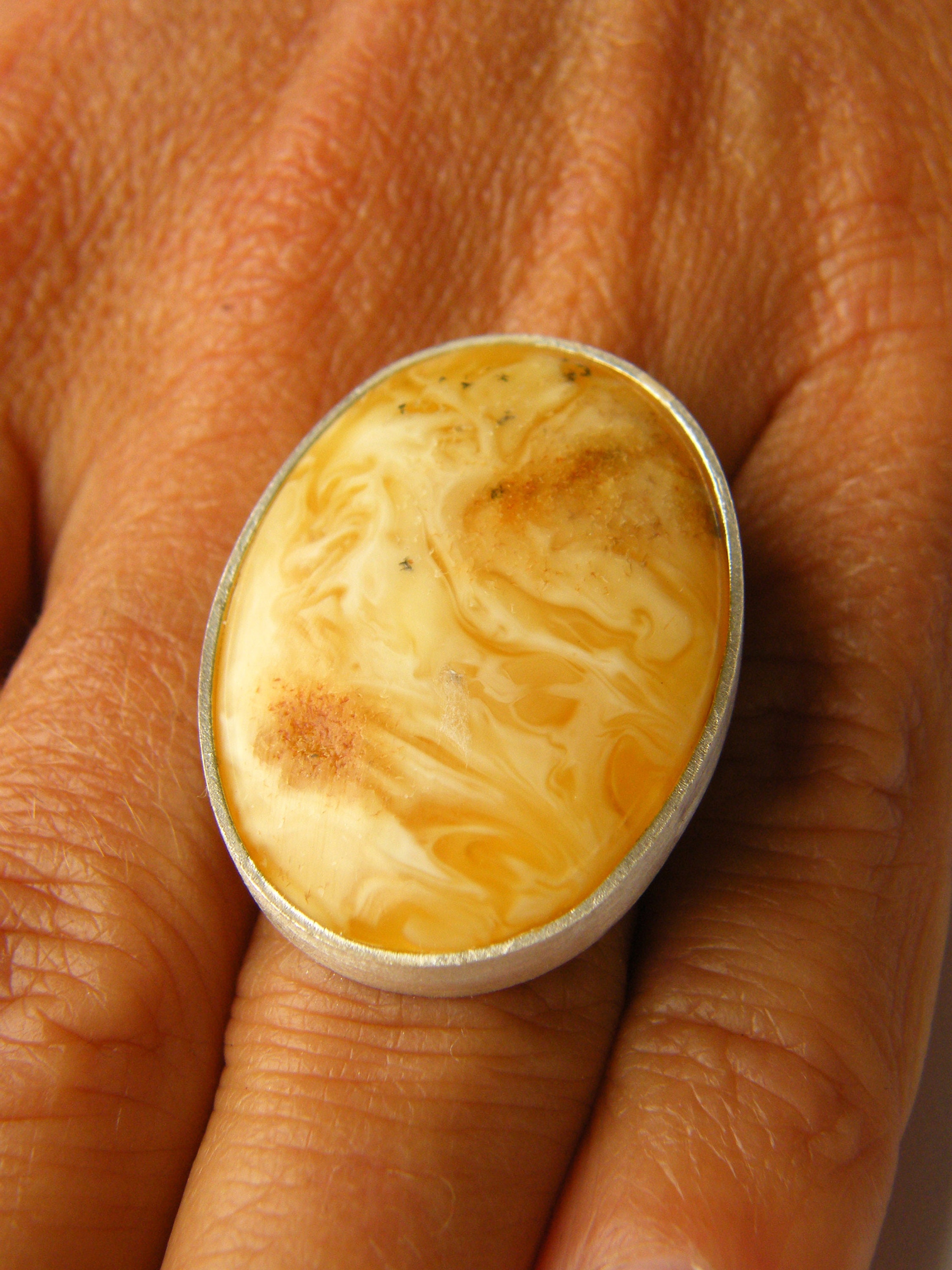 Ring genuine Amber Ring matte sterling Silver 925 rail | Etsy