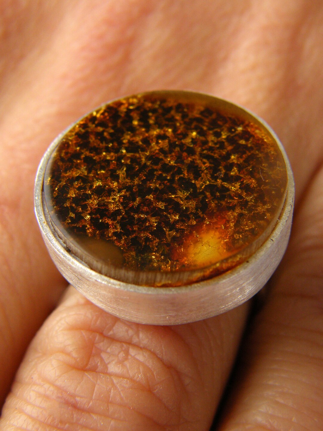 Round Ring of Baltic Amber and Silver 925, Perfect Gift for Her With ...