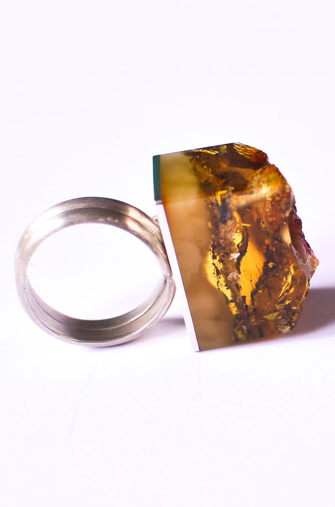 HUGE Amber Ring, Genuine Amberstone, Polished Sterling Silver 925, Gift ...