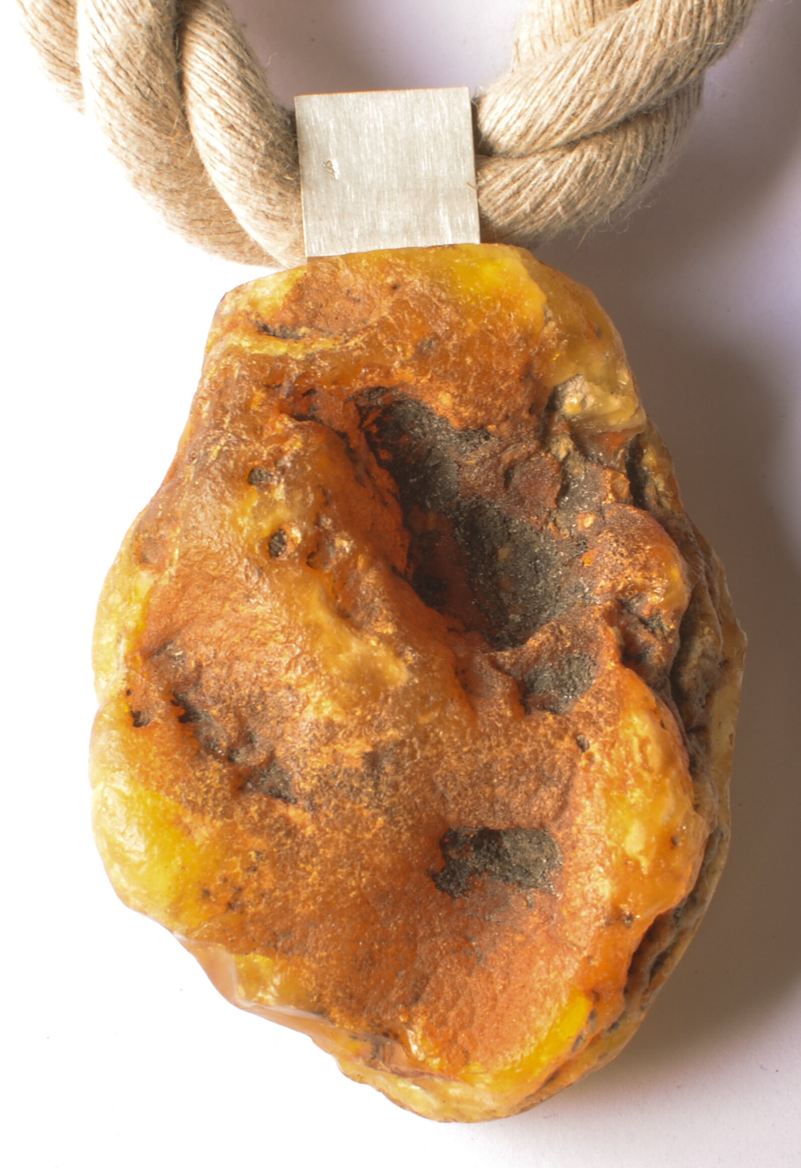 Pendant, Genuine Baltic Amber Pendant, BUTTERSCOTCH, Modern, Sterling ...