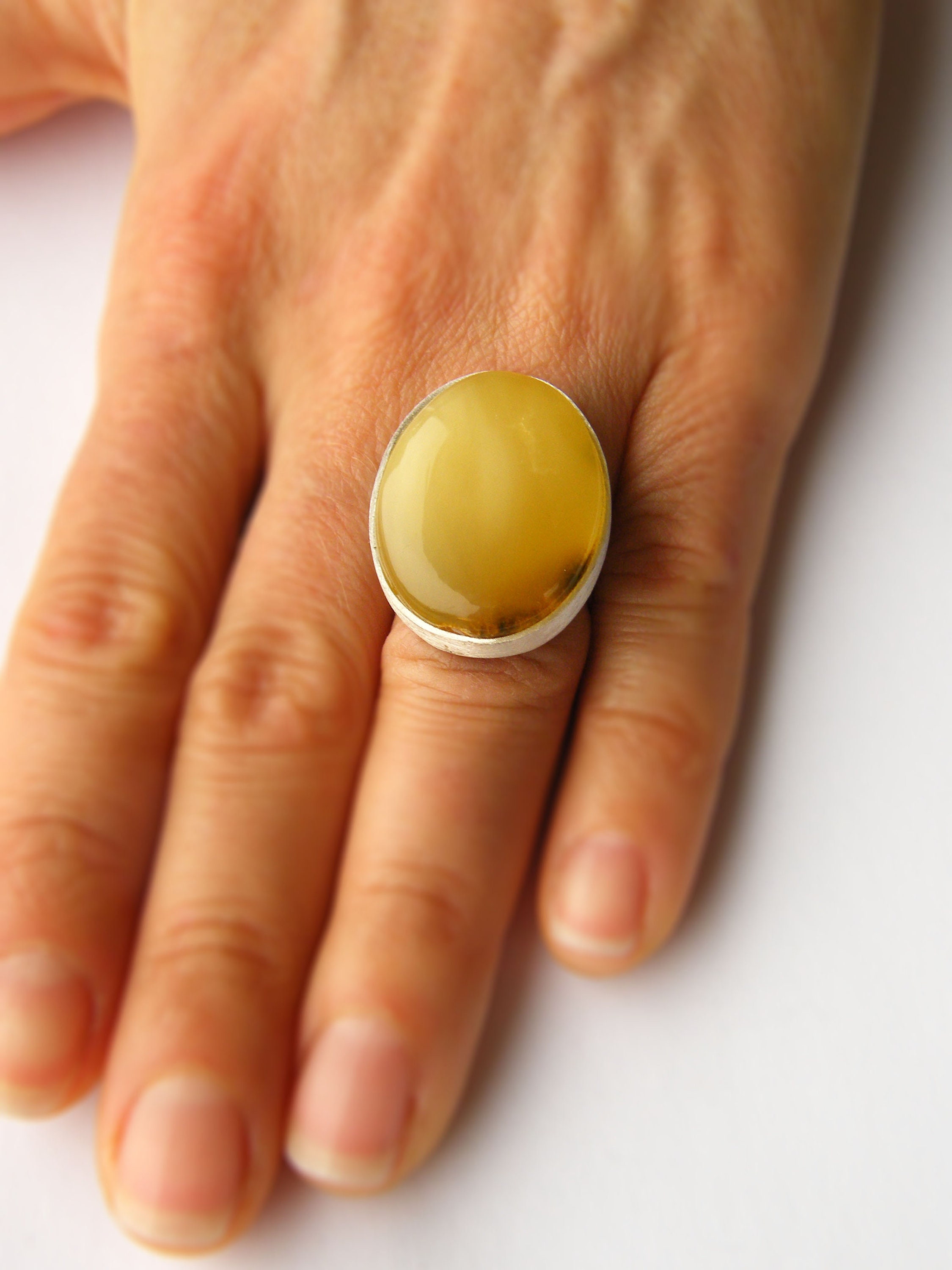 Ring genuine Amber Ring matte sterling Silver 925 rail | Etsy