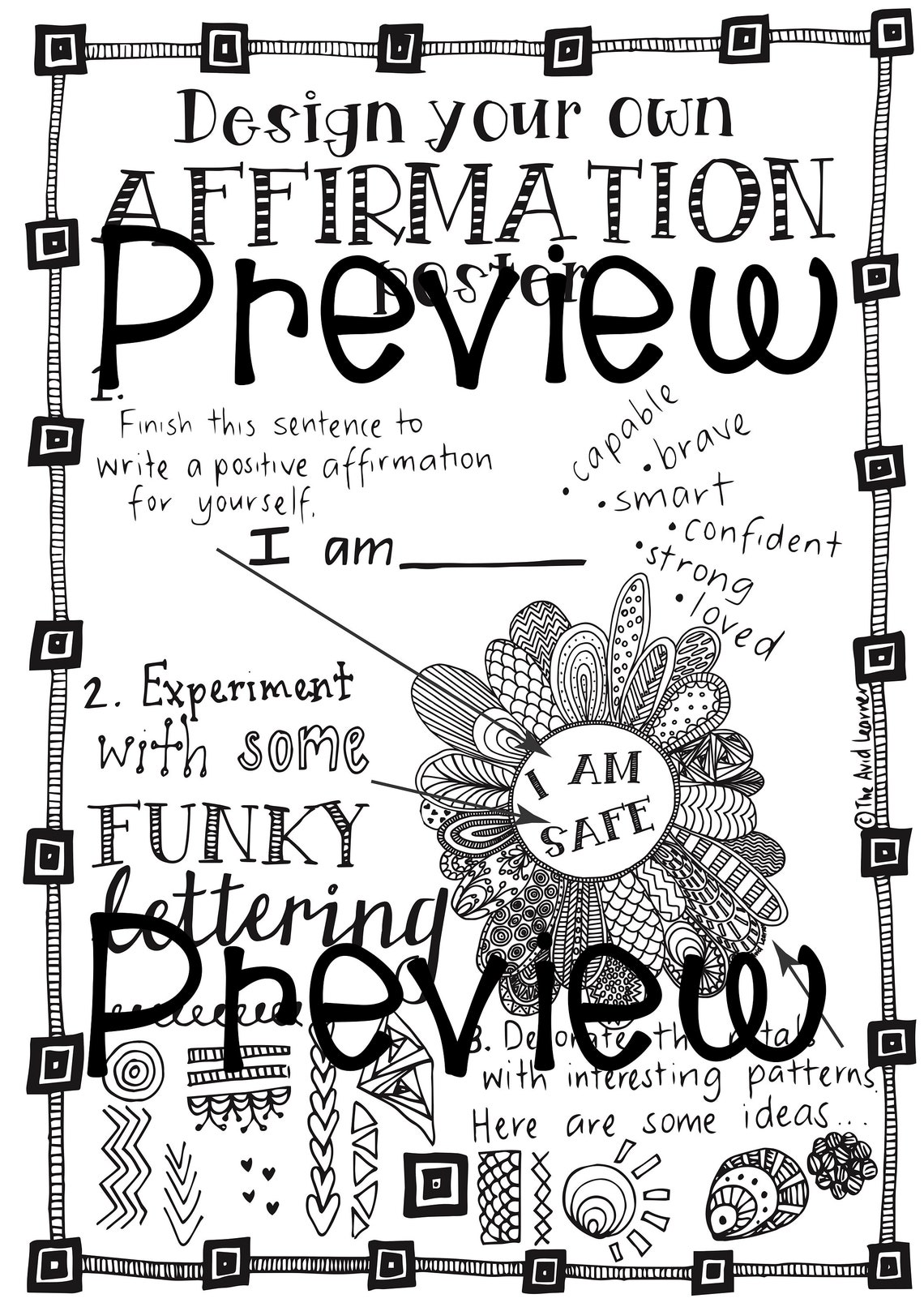 I Am Safe Colouring in Affirmation - Etsy