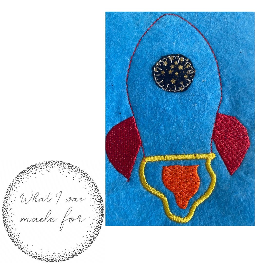 Rocket Ship Applique Digital Machine Embroidery File 2 Sizes for Kids ...