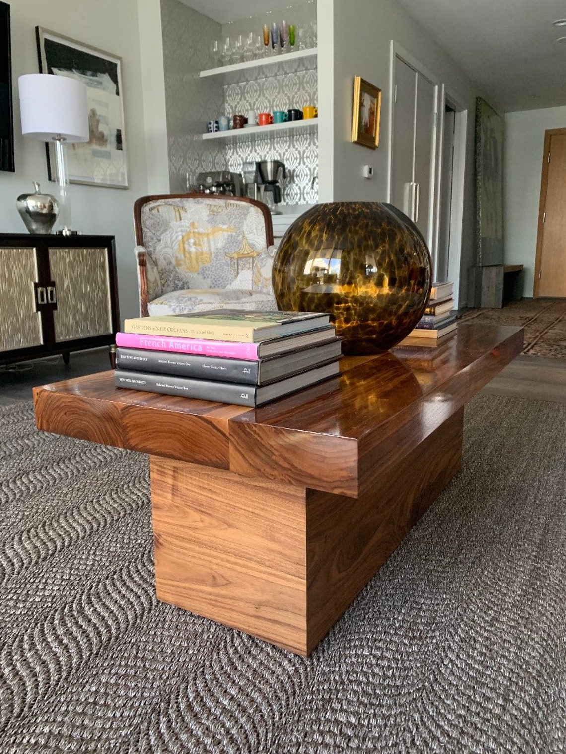 Rustic Coffee Table, Walnut Coffee Table, Live Edge Coffee Table, Mid ...