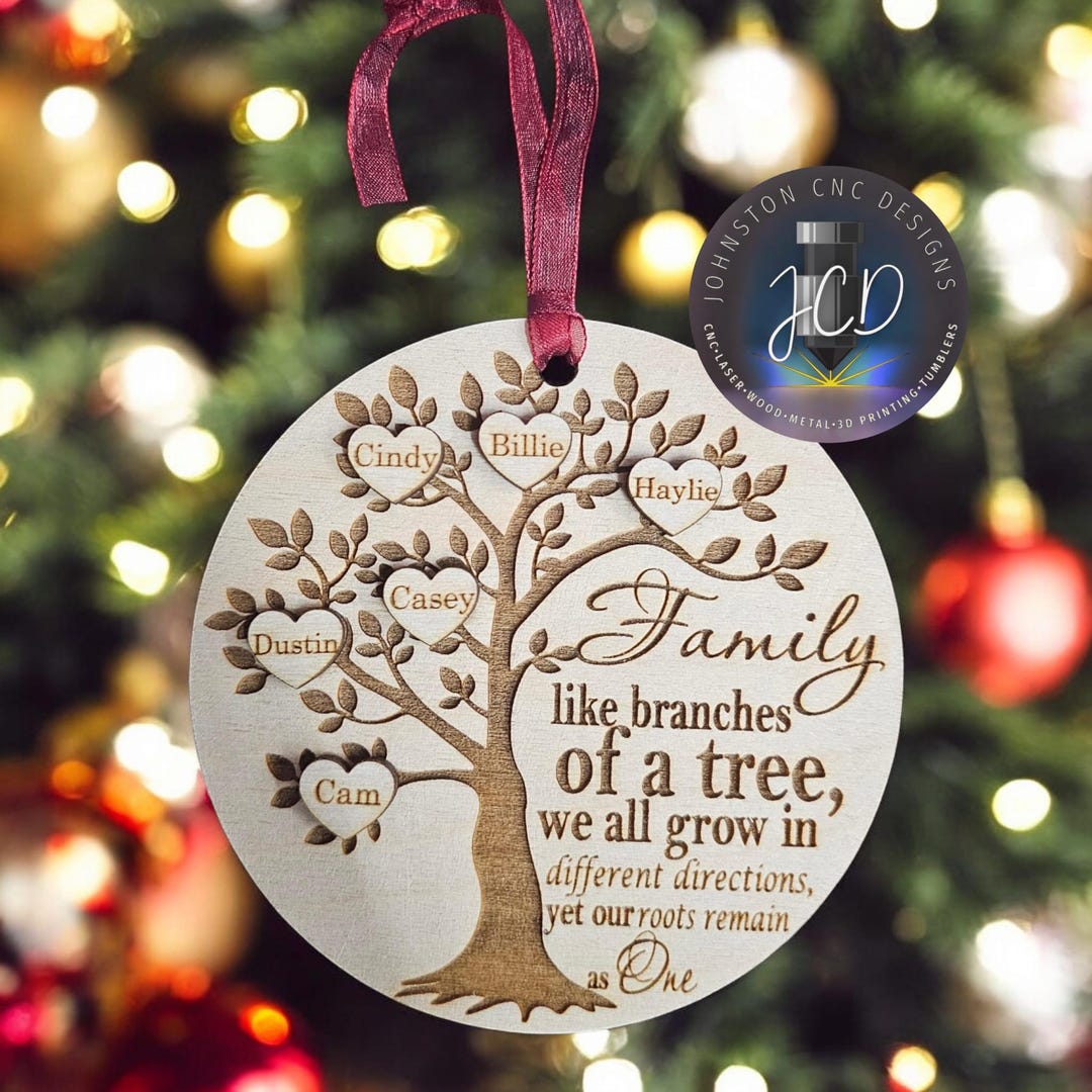 Family Tree Ornament Customize Names Family Roots Love Family Christmas ...