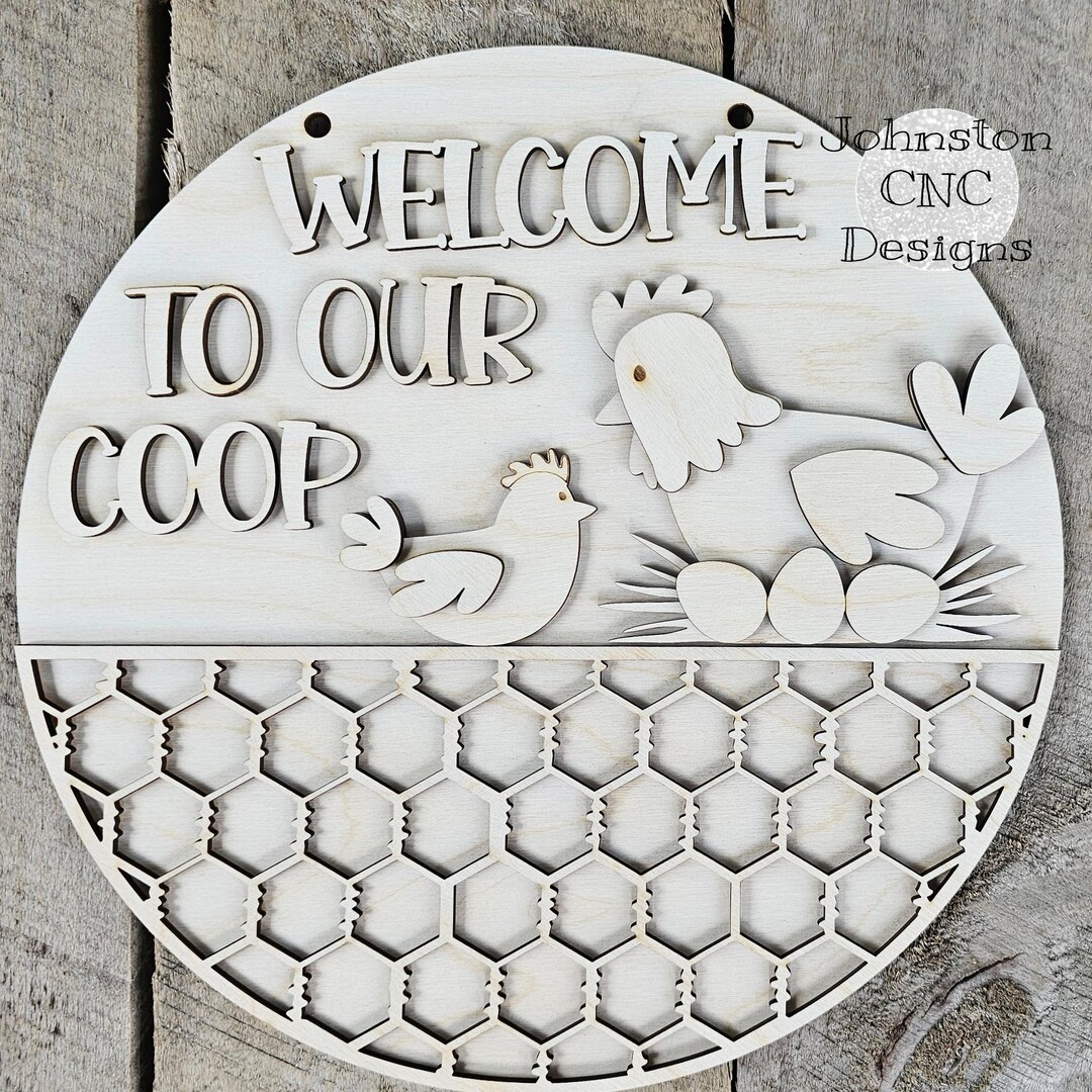 DIY Wood Sign Welcome Sign Farm Chickens Unfinished Laser Cut Out Door ...