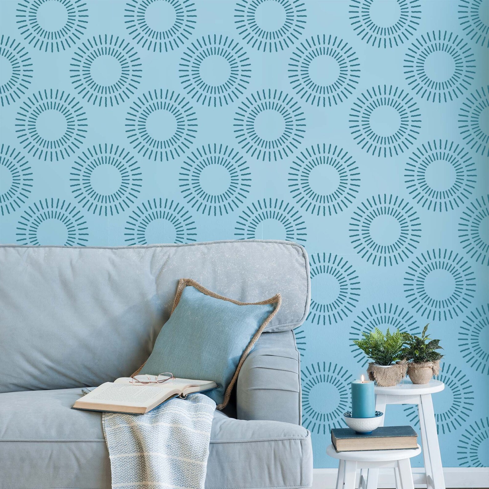 Rustic Circle Pattern Stencil Hand Drawn Circle Motif Wall | Etsy