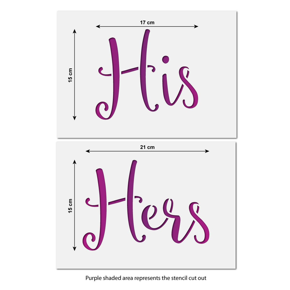 His Hers Stencils A4 Size Script Style Words Stencil by - Etsy UK