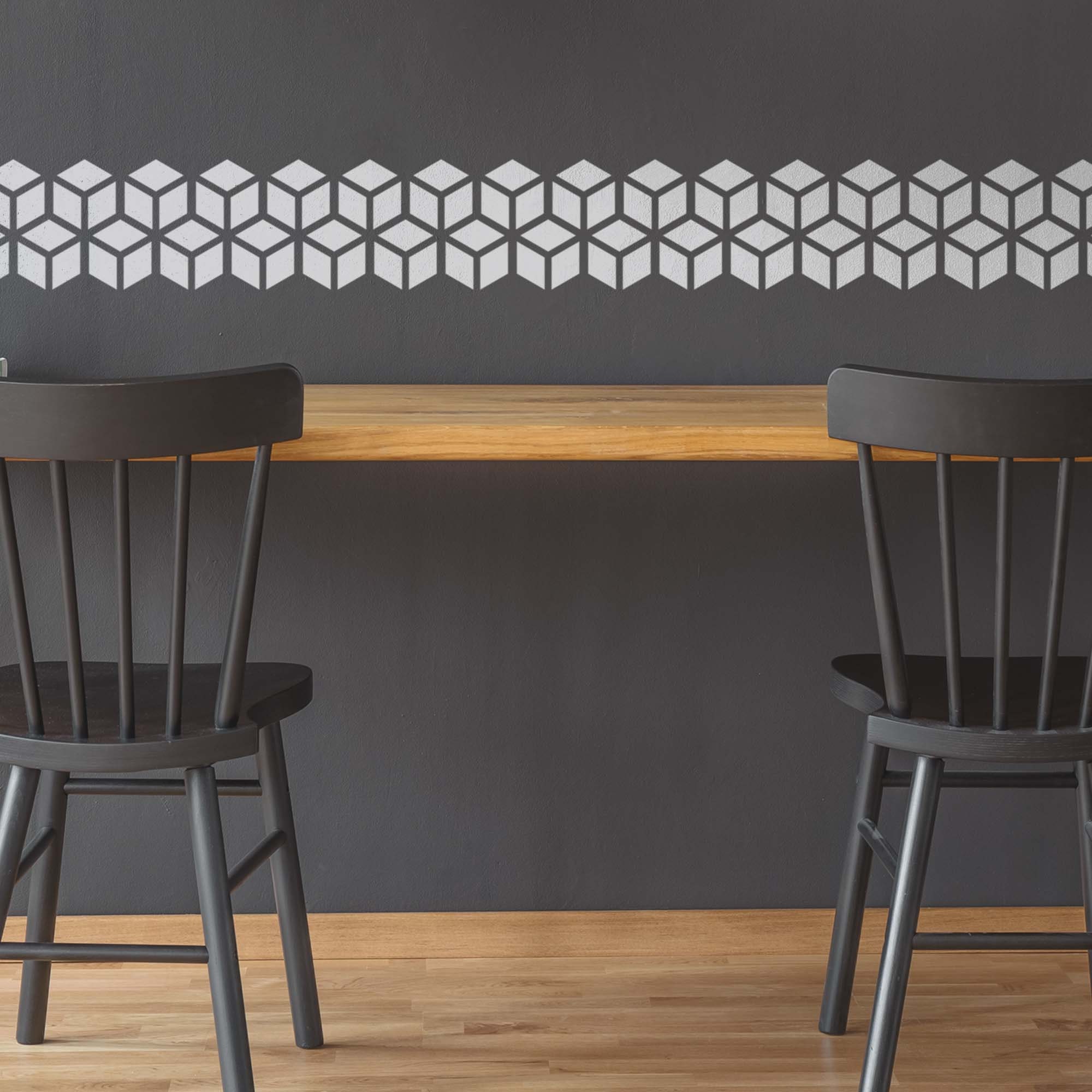 Cube Border Stencil Geometric Cube Pattern Border Template - Etsy