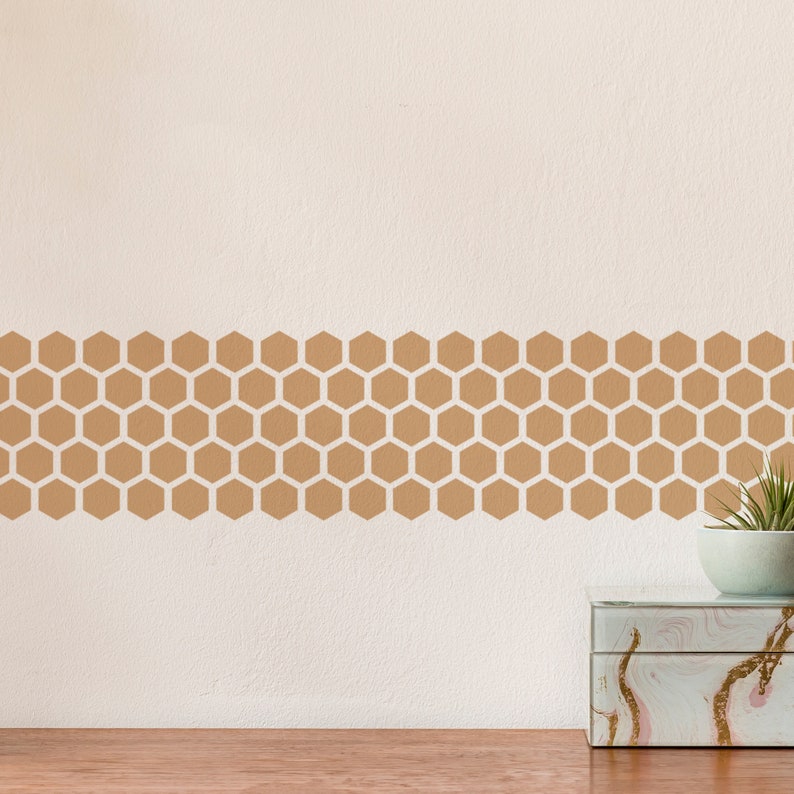Honeycomb Pattern Border Stencil - Honeycomb Border Template by ...