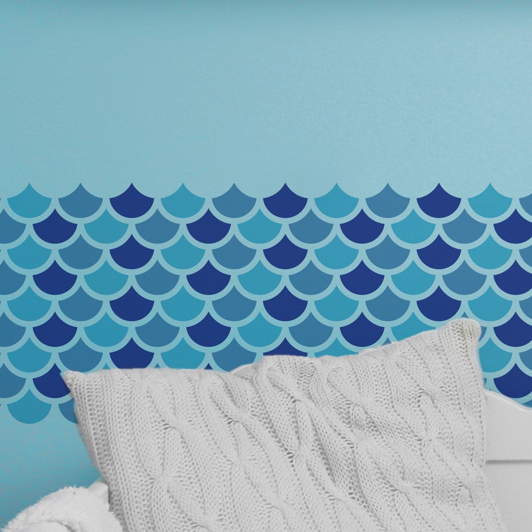 Mermaid Scales Stencil 2 Scales All Over Wall Stencil Large Repeating ...