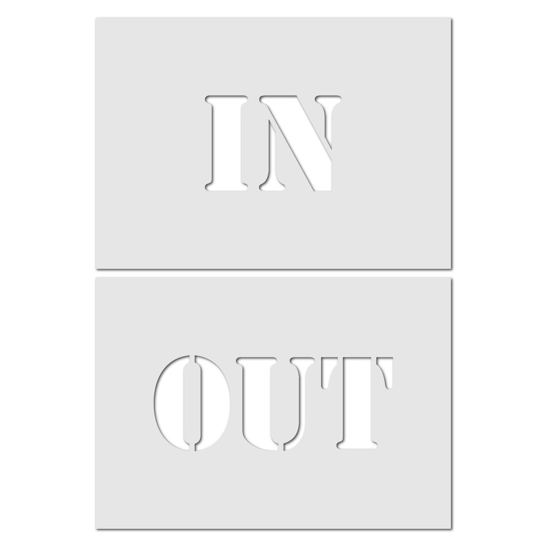 IN / OUT Stencil Sign Template Set - Large in & Out Text Templates ...