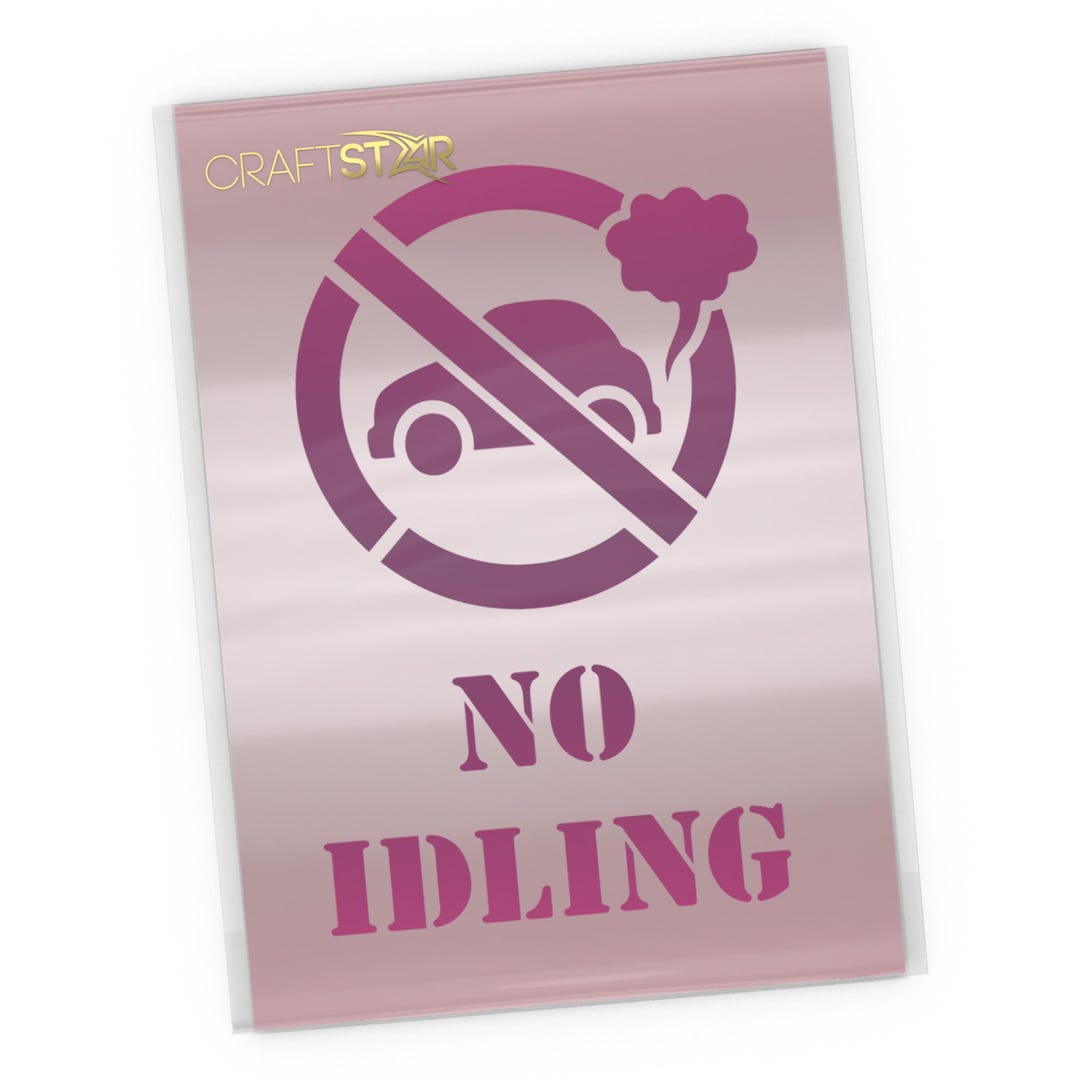 No Idling Sign Stencil - No Idling Symbol Template - Clean Air Zone ...