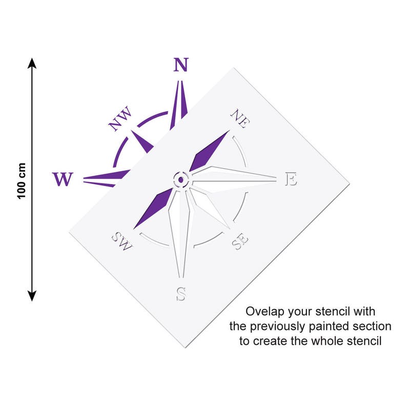 Nautical Compass Stencil - Extra Large (100 Cm / 40") Reusable Compass ...