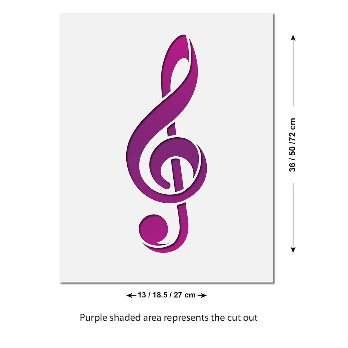 Large Treble Clef Stencil Reuseable Music G Clef Template by - Etsy