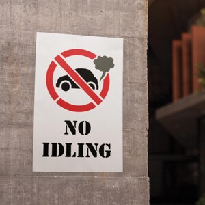 No Idling Sign Stencil - No Idling Symbol Template - Clean Air Zone ...