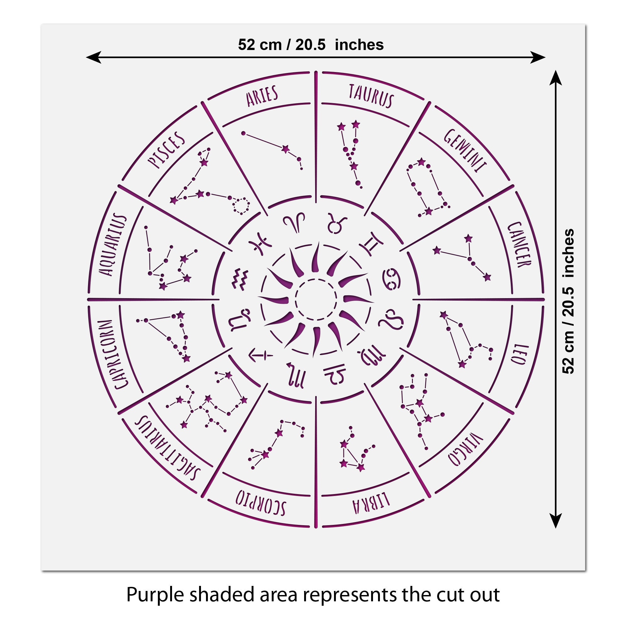 Astrology Wheel Stencil 12 Astrological Signs in A Circular - Etsy UK